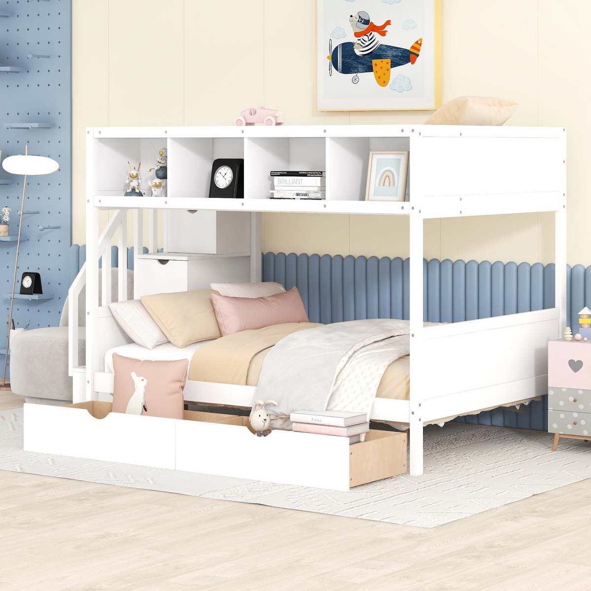 Click here for Streamdale Twin Over Full Bunk Bed With Shelfs  St... prices