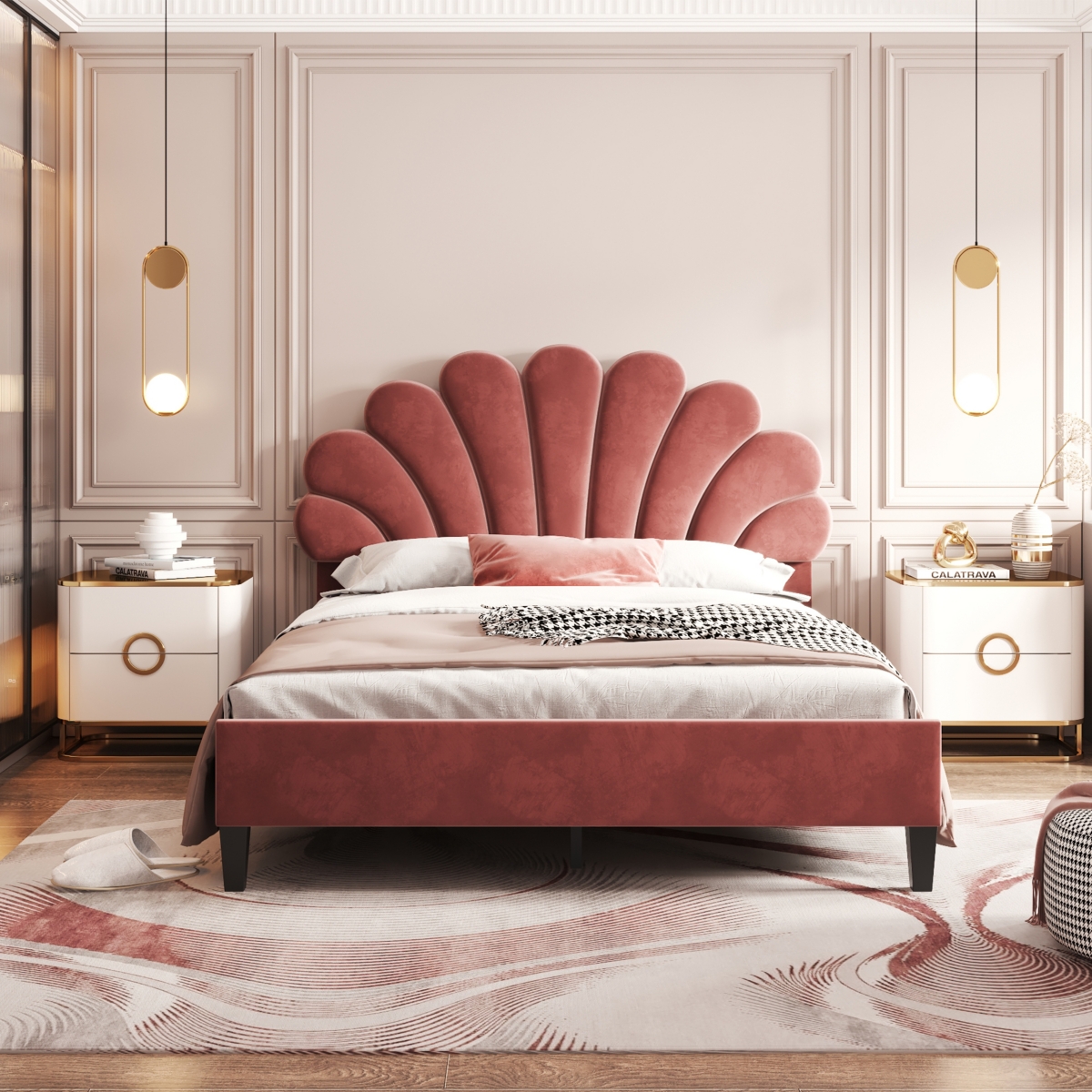 Click here for Streamdale Upholstered Platform Bed with Velvet He... prices