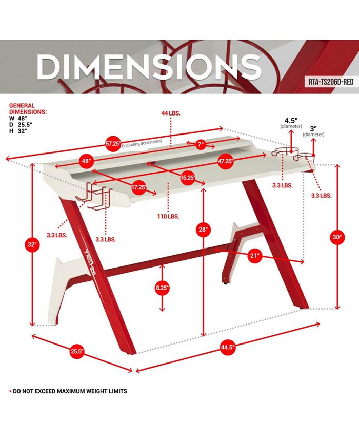 Simplie Fun Ergonomic Computer Gaming Desk Workstation With Cupholder ...