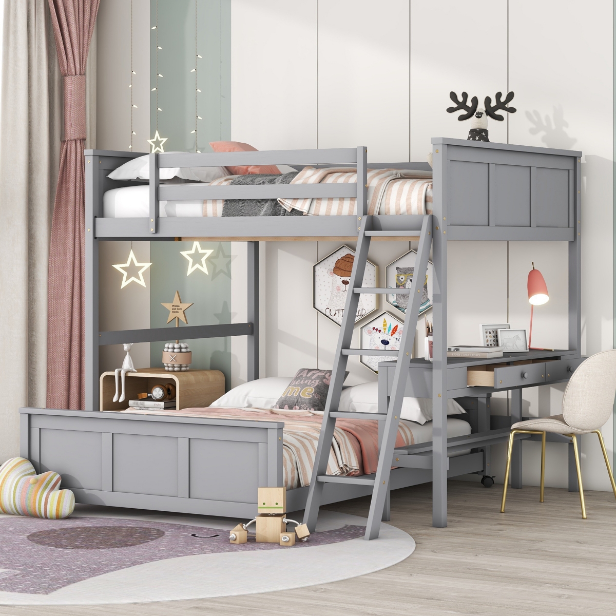 Click here for Streamdale Full Over Full Bunk Bed With Desk - Gra... prices