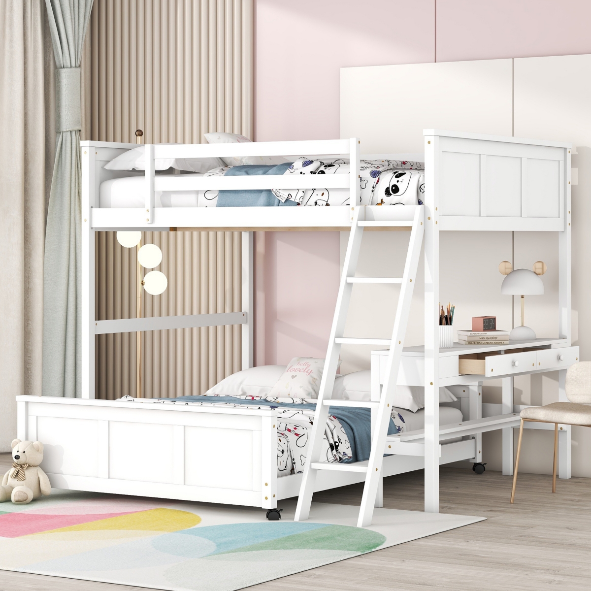 Click here for Streamdale Full Over Full Bunk Bed With Desk - Whi... prices