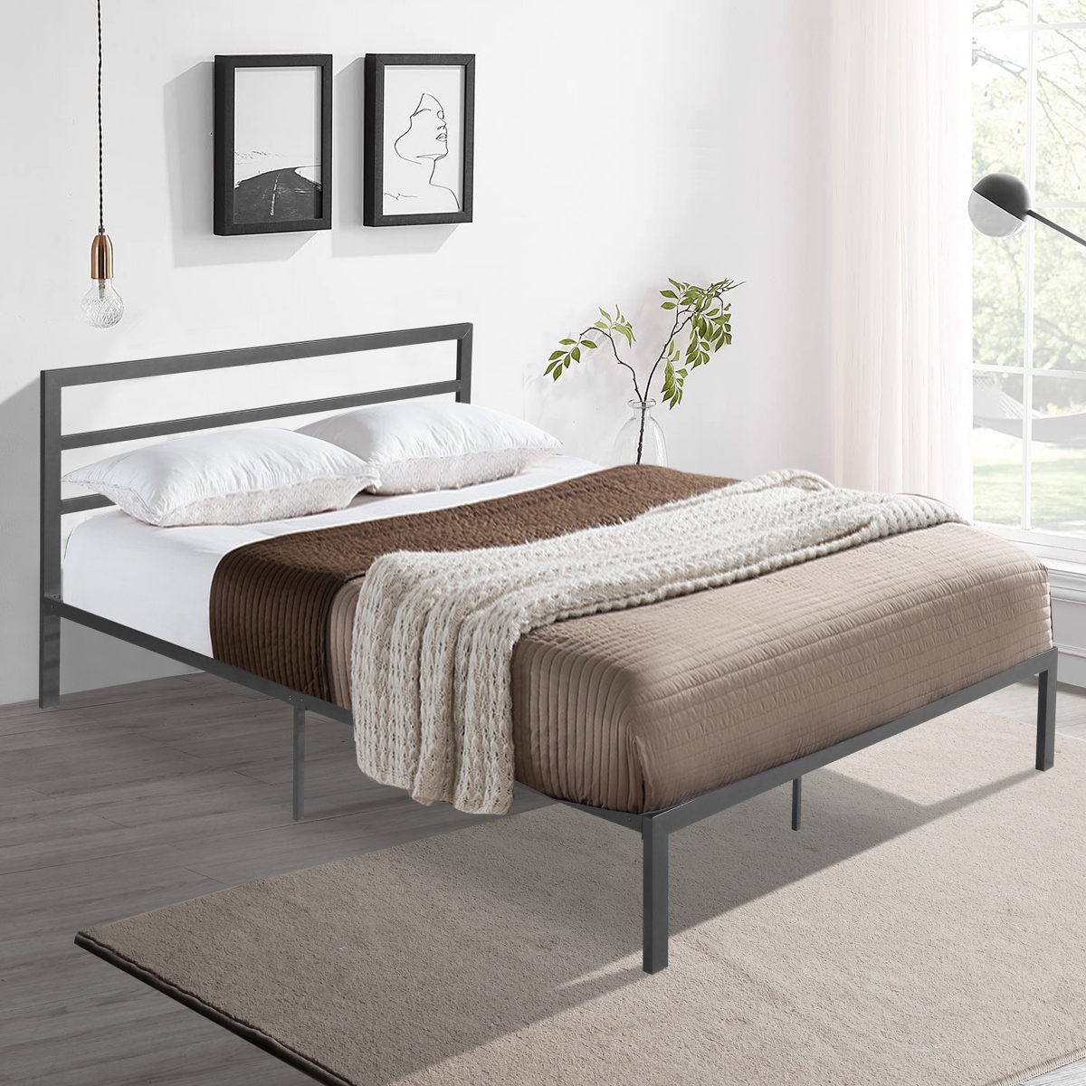 Click here for Streamdale Queen Size Metal Bed Frame With Headboa... prices