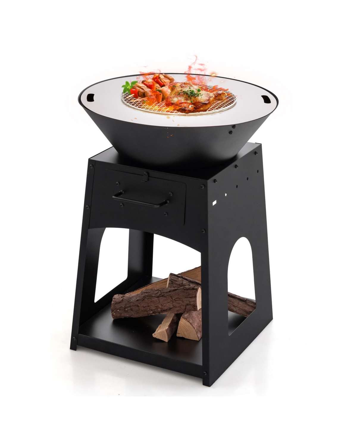 Click here for Slickblue Patio Fire Pit with Firewood Log Rack wi... prices