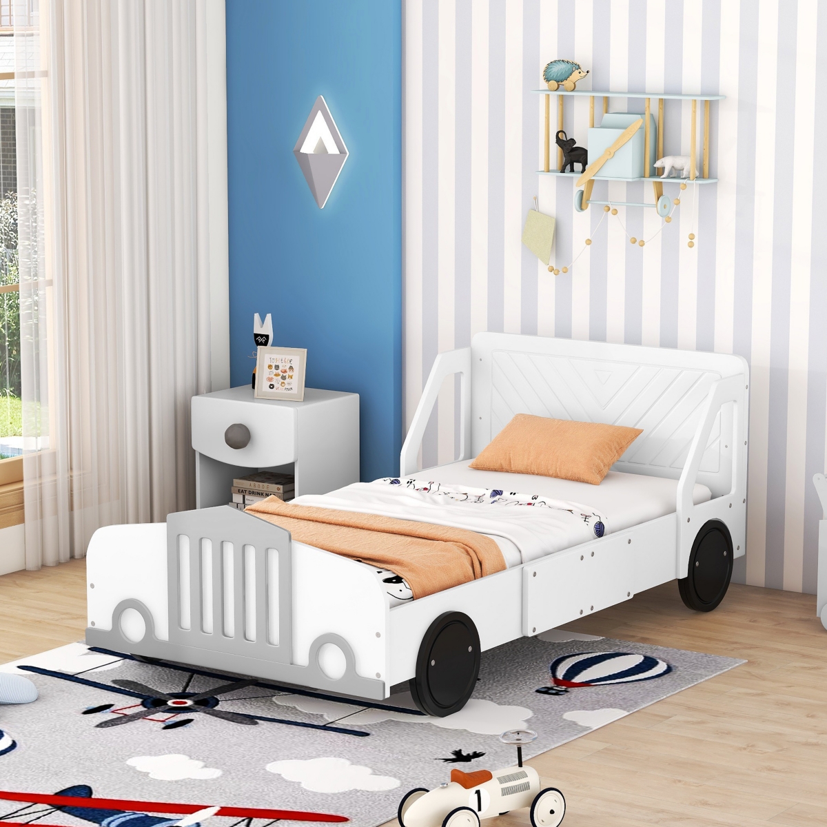 Click here for Streamdale Twin Size Car-Shaped Platform Bed With... prices
