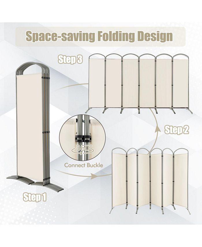 Slickblue 6 Feet 6-Panels Freestanding Folding Privacy Screen - Macy's