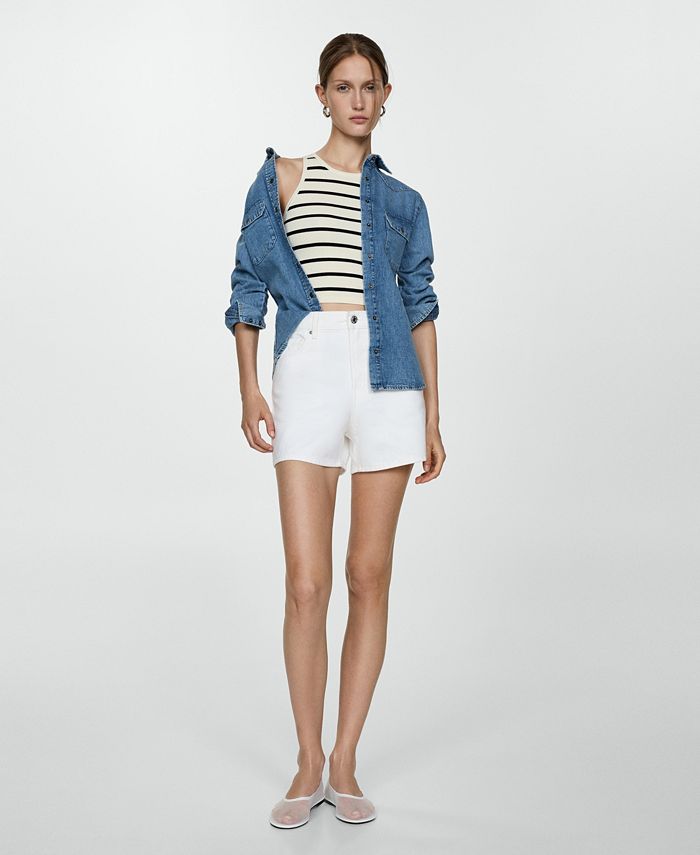 MANGO Women's High-Rise Denim Shorts - Macy's