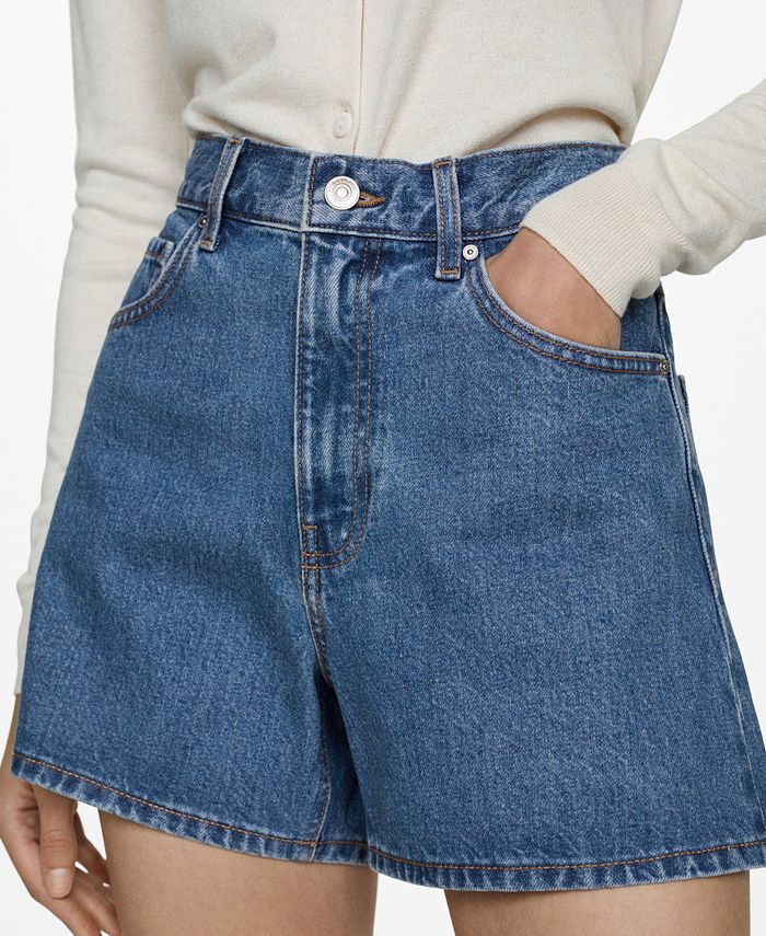 MANGO Women's High-Rise Denim Shorts - Macy's