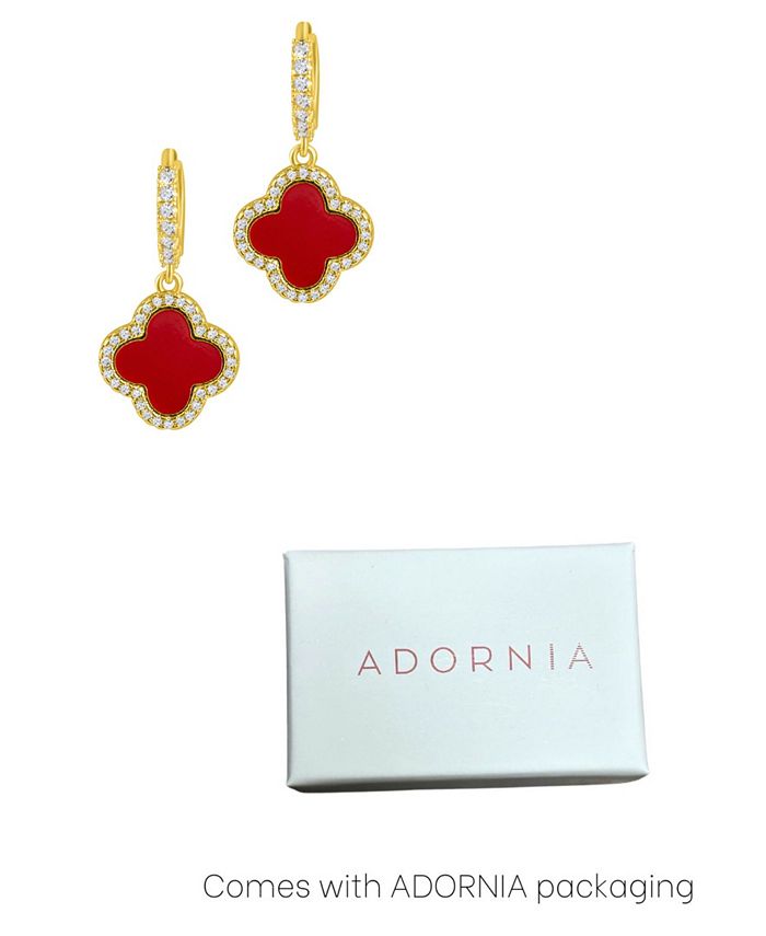ADORNIA Gold Crystal Halo Colored Clover Dangle Huggie Earrings - Macy's