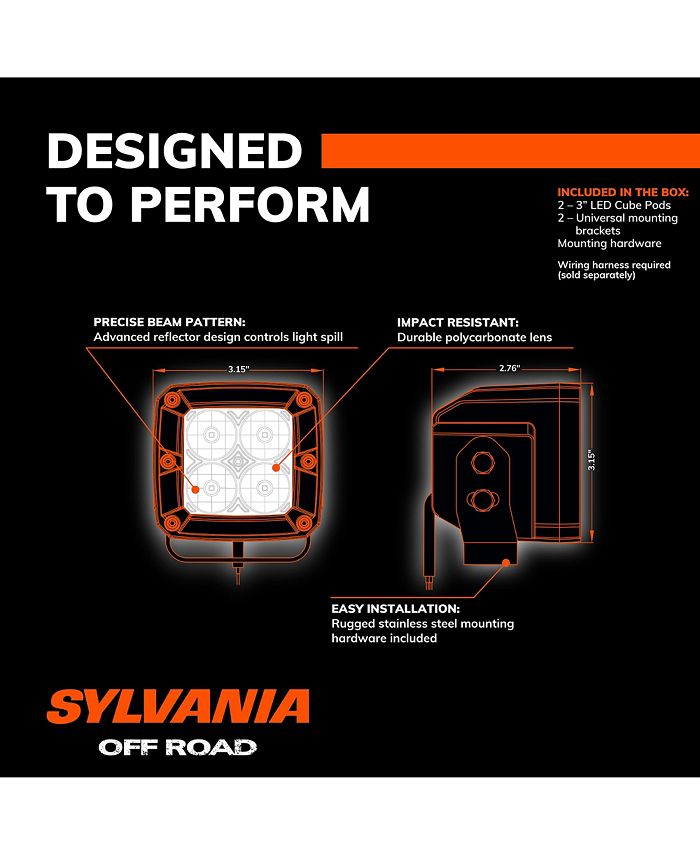 Sylvania - Ultra 3 Inch Cube LED Light Pod - Spot Light 2360 Raw Lumens ...