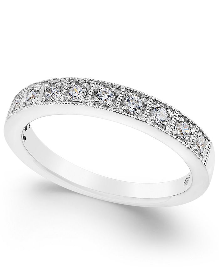 Macy's Diamond Box Milgrain Band (1/4 ct. t.w.) in 14k White Gold or ...