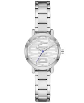 DKNY Women's Soho Three-Hand Silver-Tone Stainless Steel Watch 28mm ...
