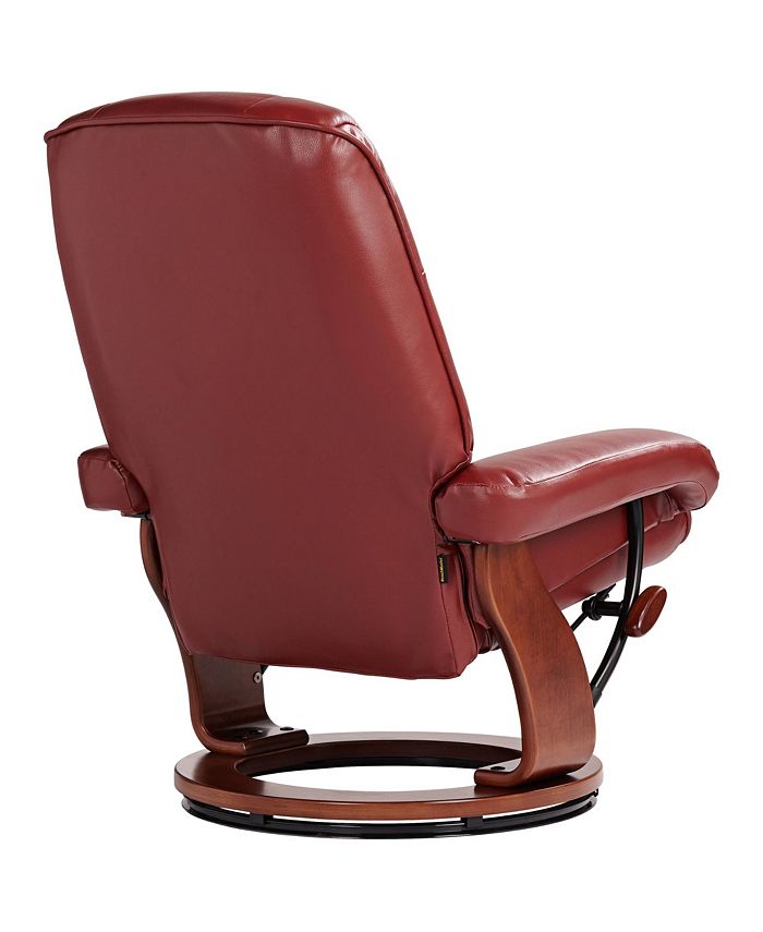 BenchMaster Kyle Ruby Red Swivel Faux Leather with Ottoman Recliner ...