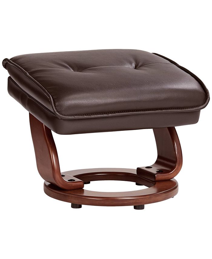 BenchMaster Morgan Java Swivel Faux Leather Recliner Chair with Ottoman ...