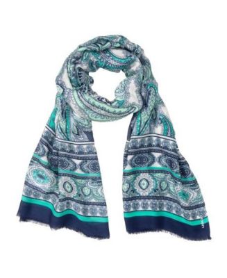 Olsen Ornamental Print Scarf with Frayed Edge Trim - Macy's