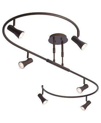 Pro Track S-Wave 6-Head LED Ceiling Track Light Fixture Kit Spot-Light ...