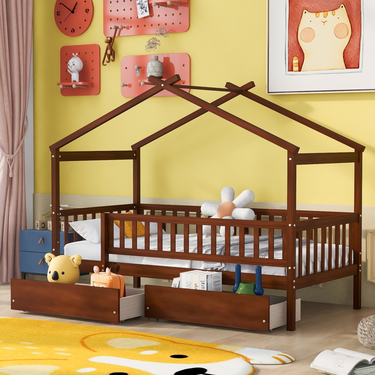 Click here for Simplie Fun Twin Size Wooden House Bed With Two Dr... prices