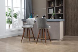 Streamdale Furniture Swivel Bar Stools With Backrest Footrest, With A ...