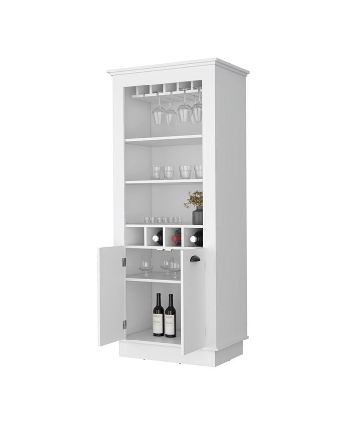 FM FURNITURE Hampton Bar Cabinet with 4-Built In Wine Rack, Glass ...
