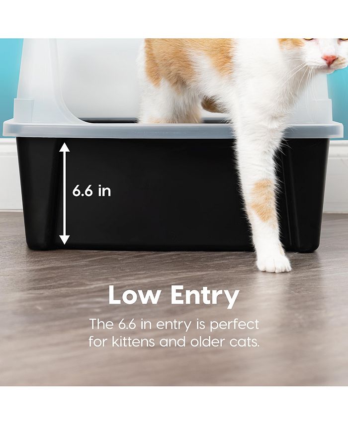 IRIS USA Extra Large Open Top Cat Litter Box with Scatter Shield, Sturdy Easy to Clean Open Air ...