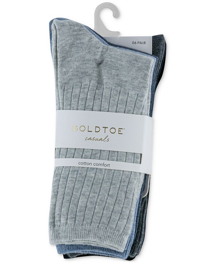 Gold Toe Women's 6-Pack Casual Ribbed Crew Socks - Macy's