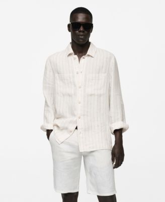 Mango Men's Linen Striped Regular-Fit Shirt - Macy's