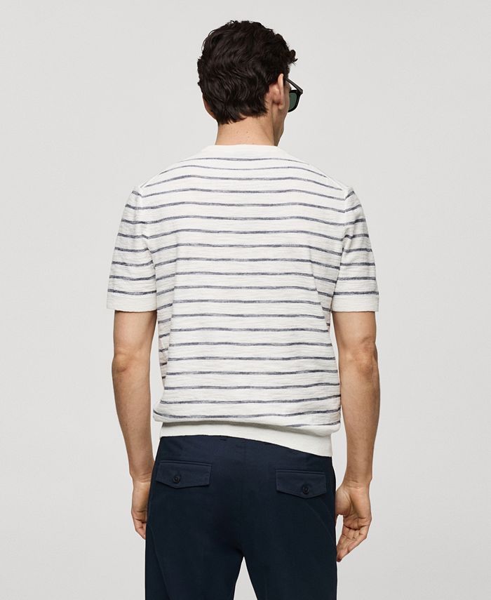 MANGO Men's Striped Knit Cotton T-Shirt - Macy's