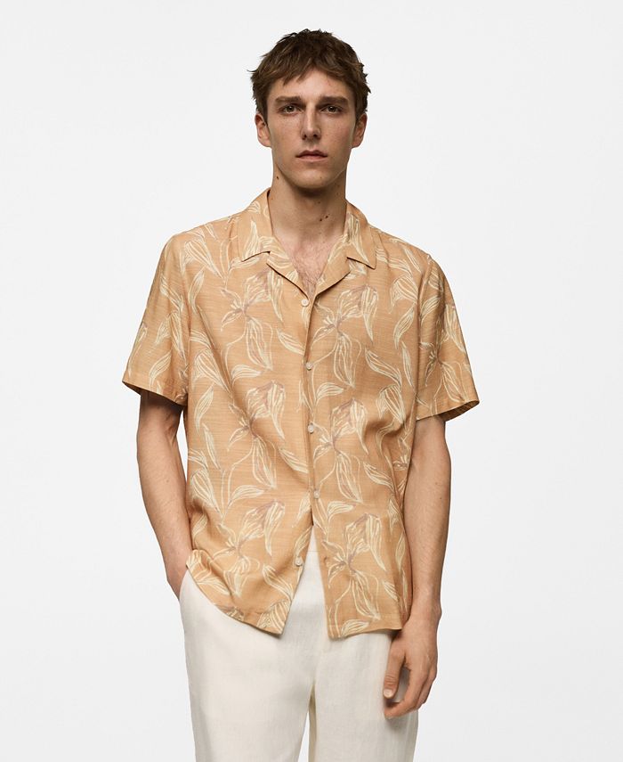 MANGO Men's Printed Fluid Regular-Fit Shirt - Macy's