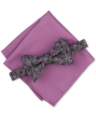 Bar III Men's Dennett Floral Bow Tie & Pocket Square Set, Created for ...