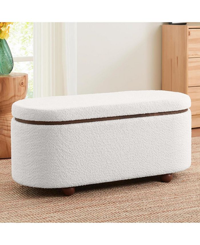 Ornavo Home Boucle Teddy Storage Bench Ottoman with Removeable Lid - Macy's