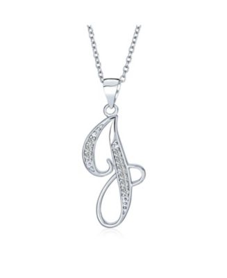Bling Jewelry ABC Letter Cursive Script Initial Alphabet Pendant ...