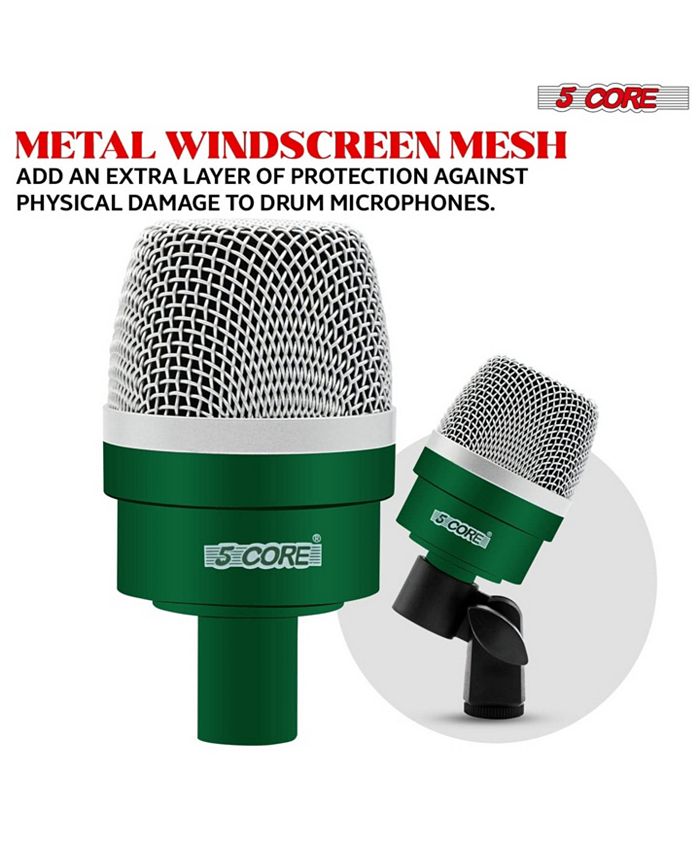 5 Core Drum Mic Kit 7 Piece Drumset XLR Wired Dynamic Microphone Kick ...