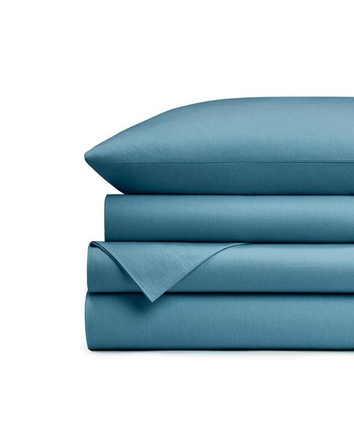 Standard Textile Home Flannel Sheet Set, Cal King, White/Ochre - Macy's