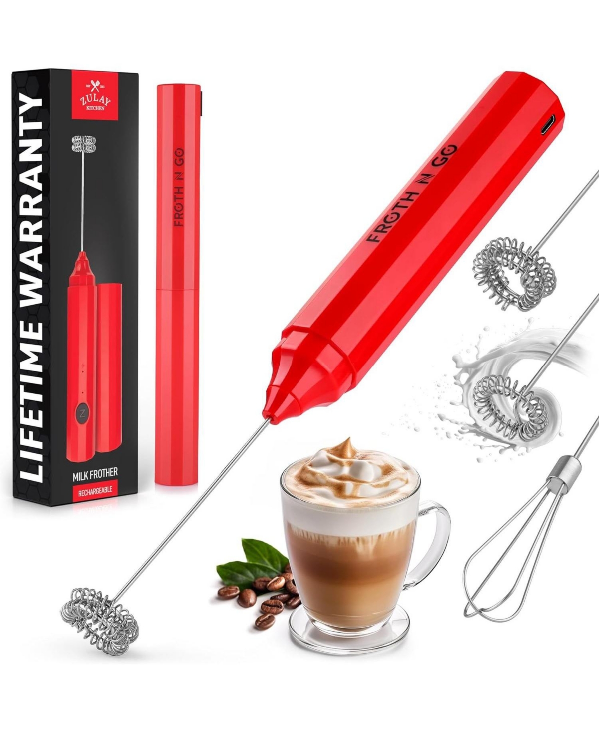 Click here for Zulay Kitchen Froth N Go Rechargeable Milk Frother... prices