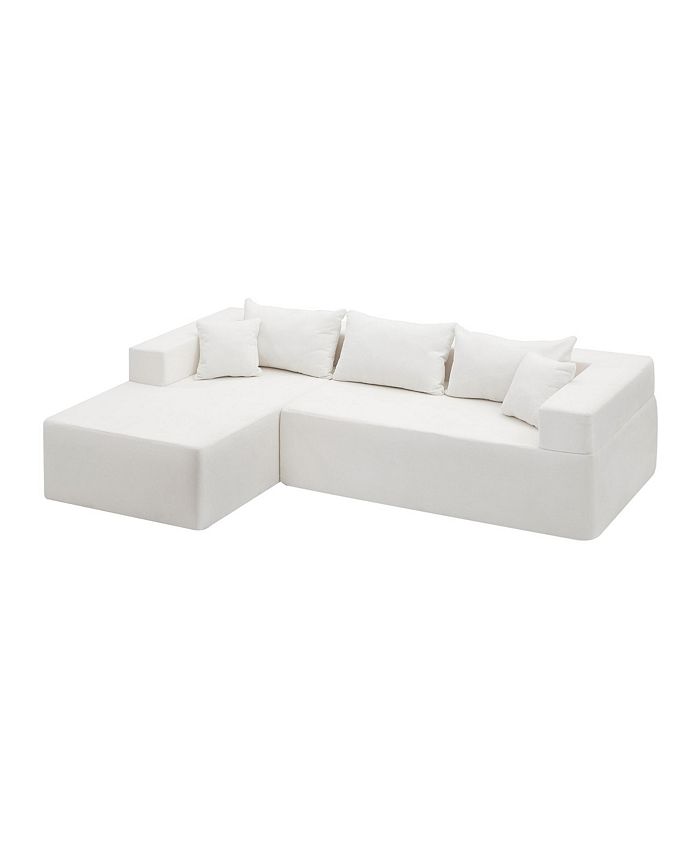 Simplie Fun Modular Sectional Sofa Couch with Faux Lamb Wool Upholstery ...