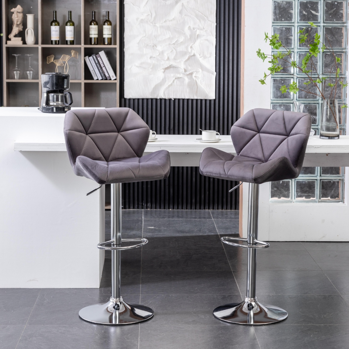 Click here for Streamdale Gray Velvet Diamond Tufted Adjustable B... prices