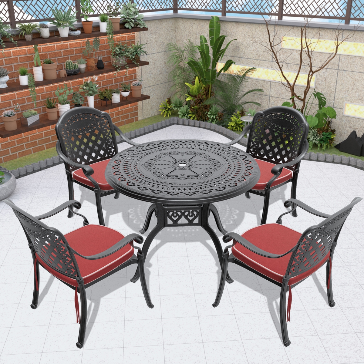Click here for Streamdale Premium Aluminum Table and 4 Stacking C... prices