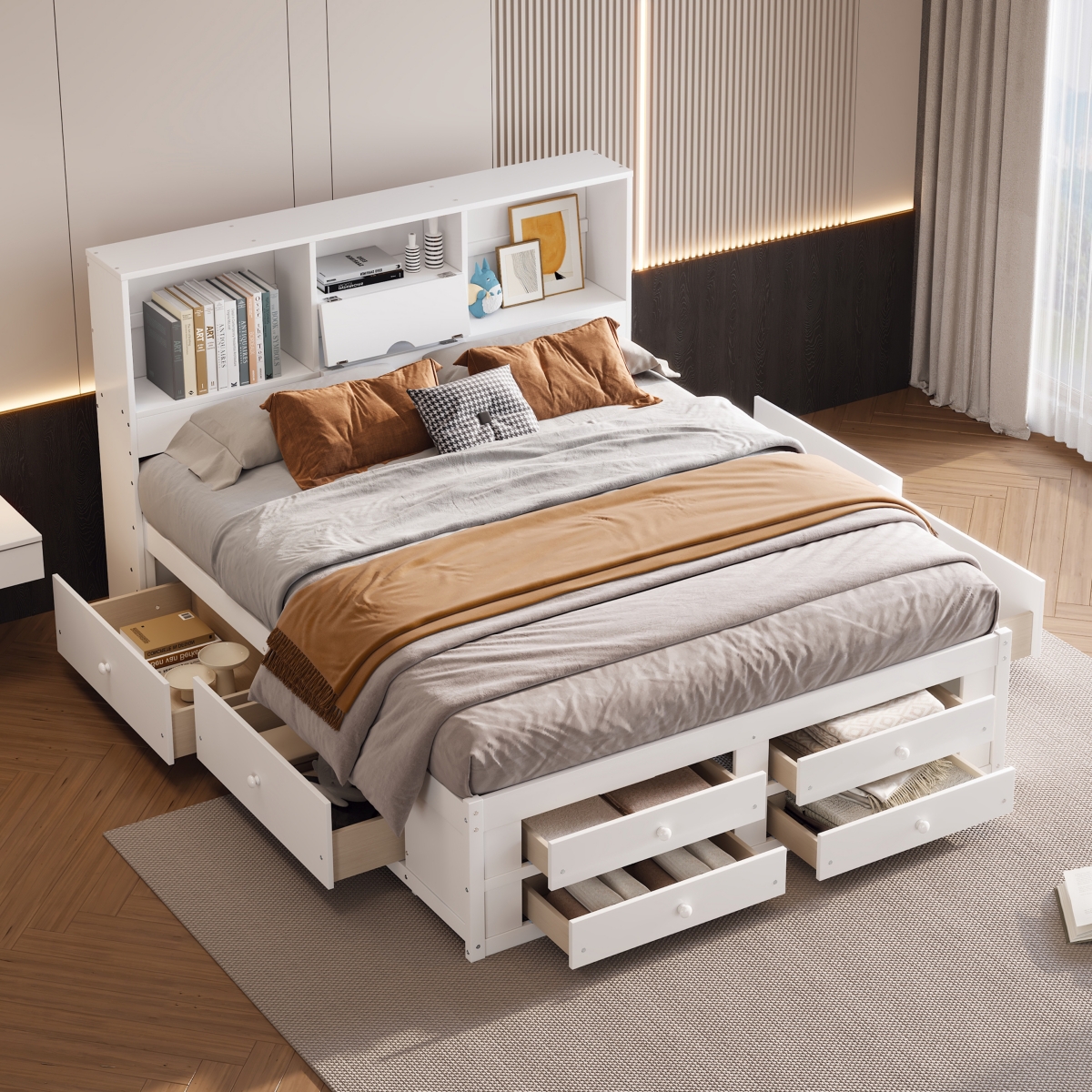 Click here for Streamdale King Size Platform Bed with Storage Hea... prices