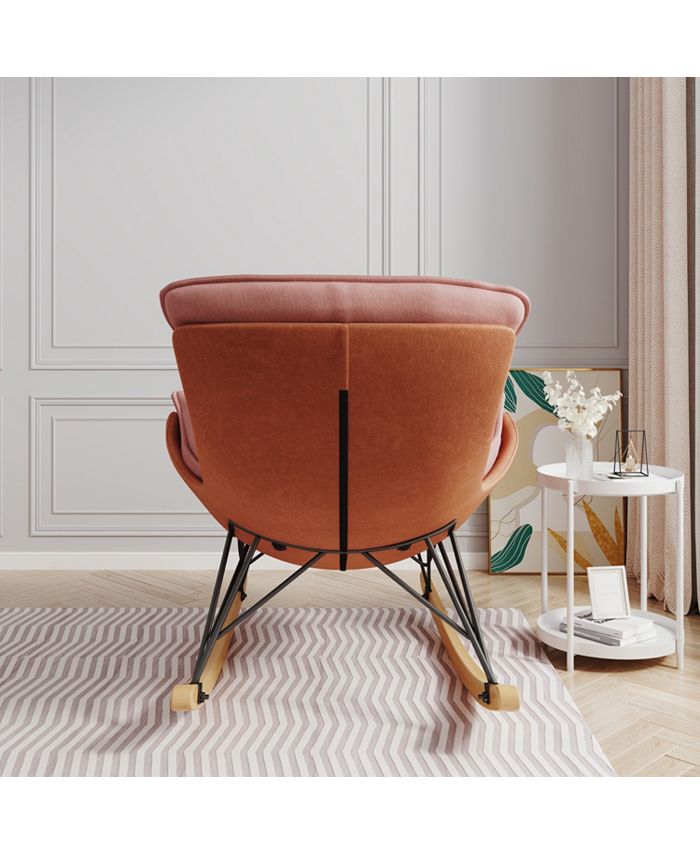 Simplie Fun Ergonomic and Sturdy Milk Velvet Rocking Chair with ...