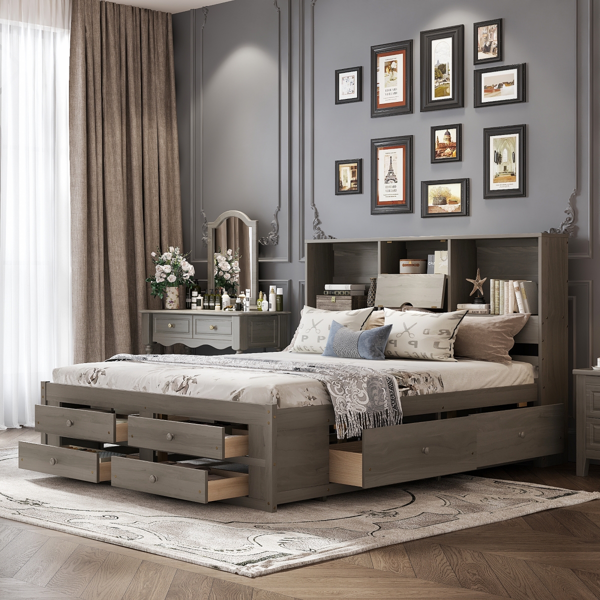 Click here for Streamdale King Size Platform Bed with Storage Hea... prices