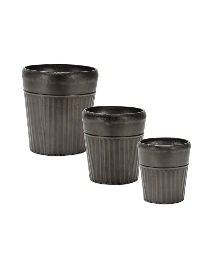 Slickblue Pewter Metal Planter With Tapered Design (Set of 3) - Macy's