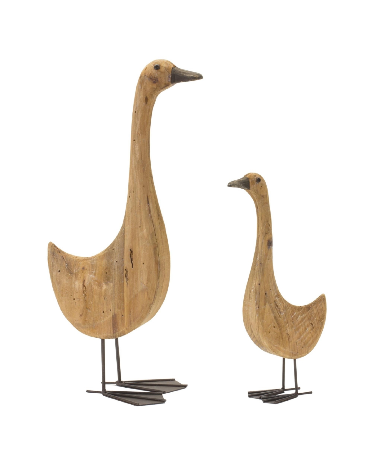 Click here for Slickblue Set of 2 Natural Fir Wood Goose Figurine... prices