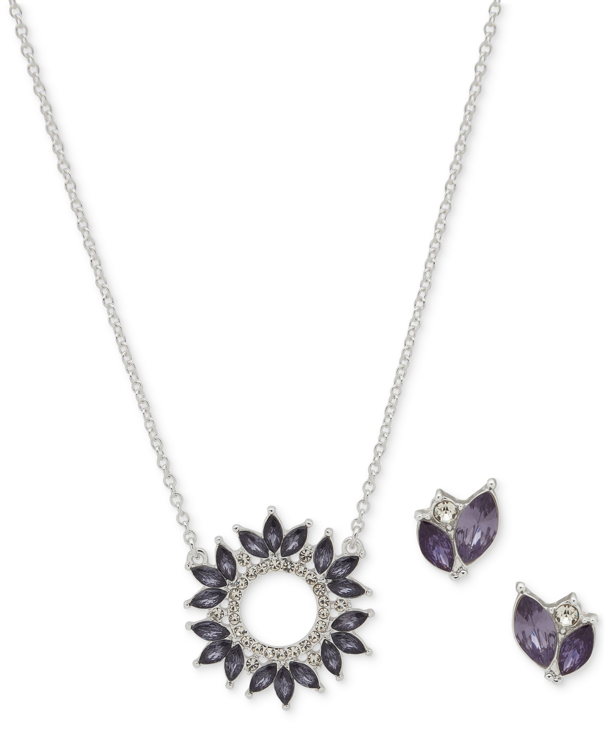 Click here for Anne Klein Silver-Tone Pave & Stone Pendant Neckla... prices