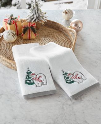 Holiday Lane Polar Bear Embroidered 2-Pc. Hand Towel Set, Exclusively ...
