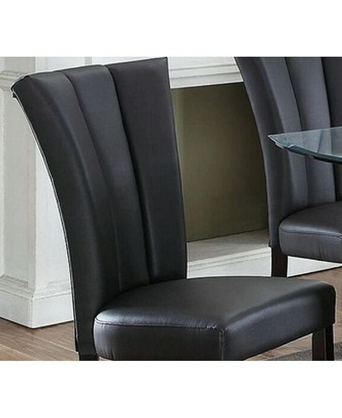 Simplie Fun Black Faux Leather Upholstered Lines Back Set Of 2 Piece ...