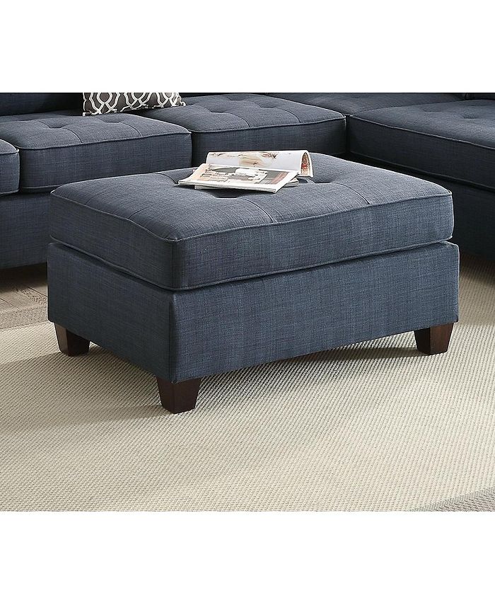Simplie Fun Cocktail Ottoman Dorris Fabric Dark Blue Color W Tufted ...