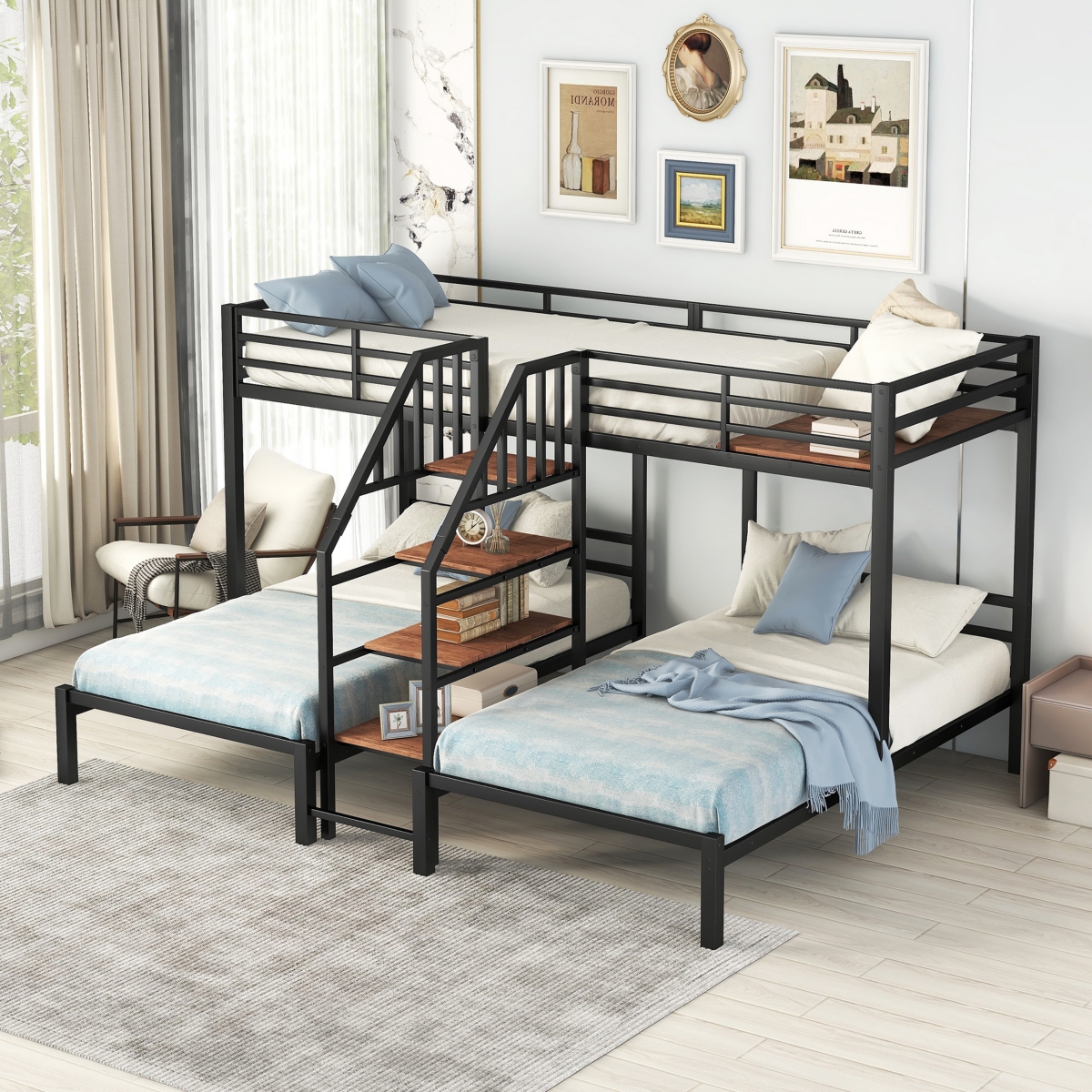 Click here for Streamdale Triple Bunk Bed w/ Staircase & Storage... prices