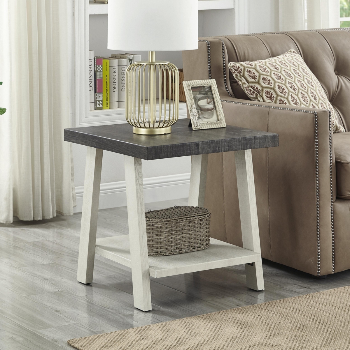 Click here for Streamdale Two-Tone Wood Shelf End Table in Weathe... prices