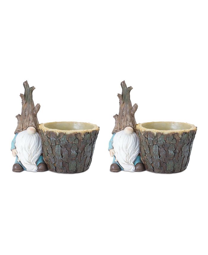 Slickblue Tree Trunk Gnome Planter (Set of 2) - Macy's