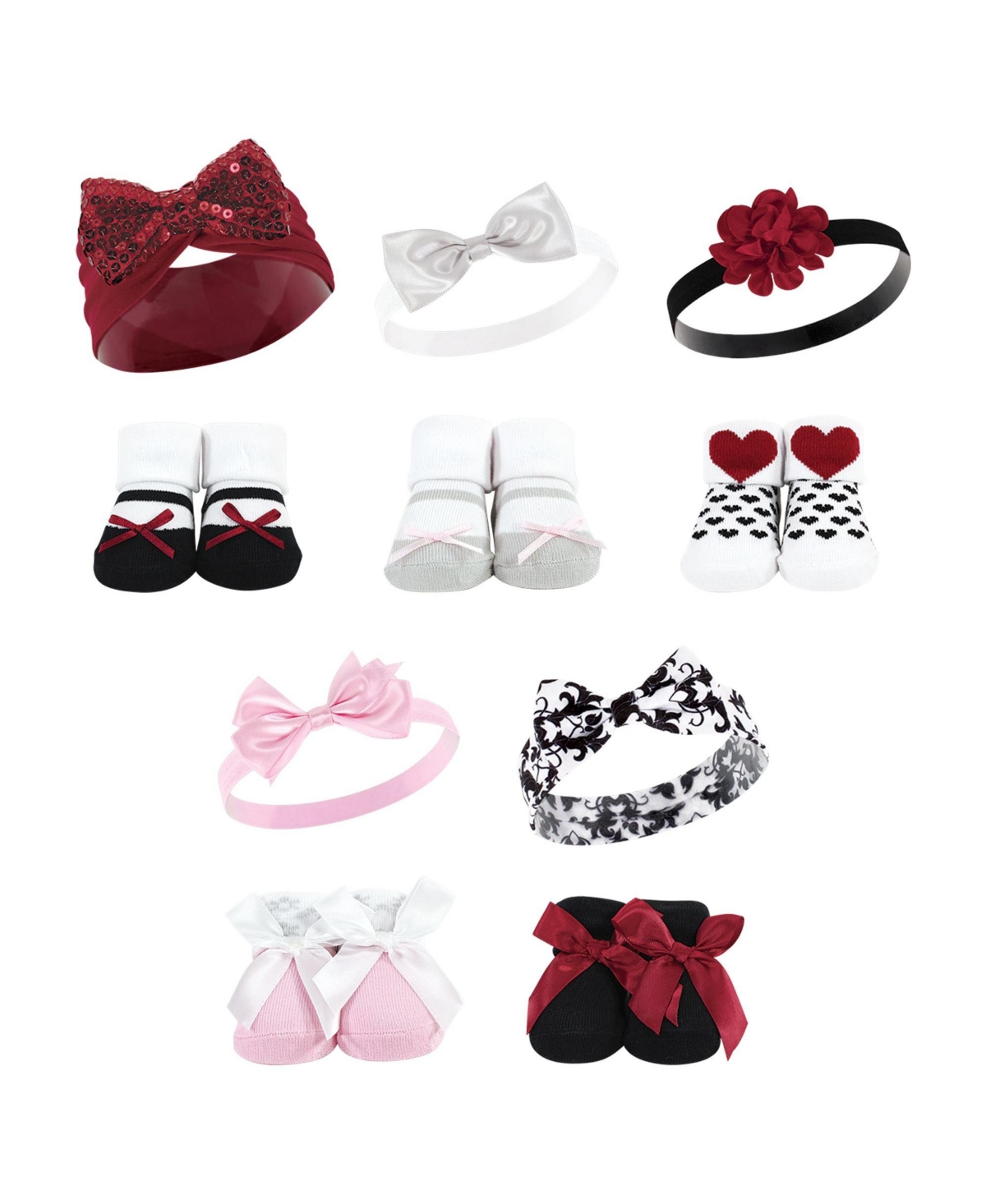 Click here for Hudson Baby Girls 10Pc Headband and Socks Set - Pi... prices