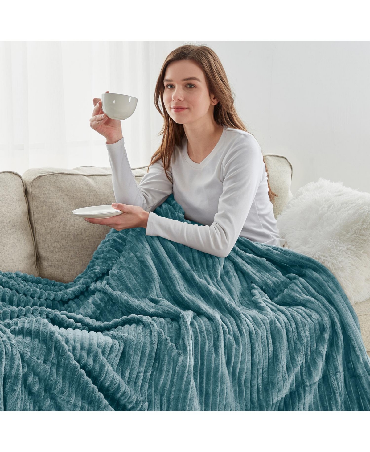 Click here for Ultra Soft & Light Ribbed Fleece Blanket - Throw/T... prices